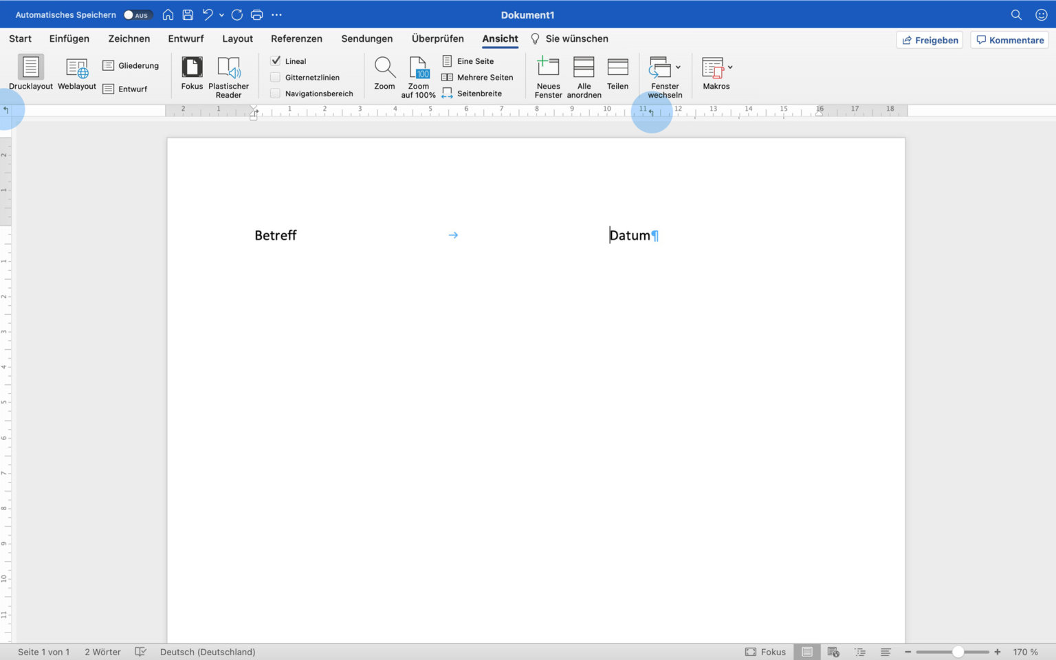 Rechts- und linksbündig in einer Zeile in Word - PCShow.de