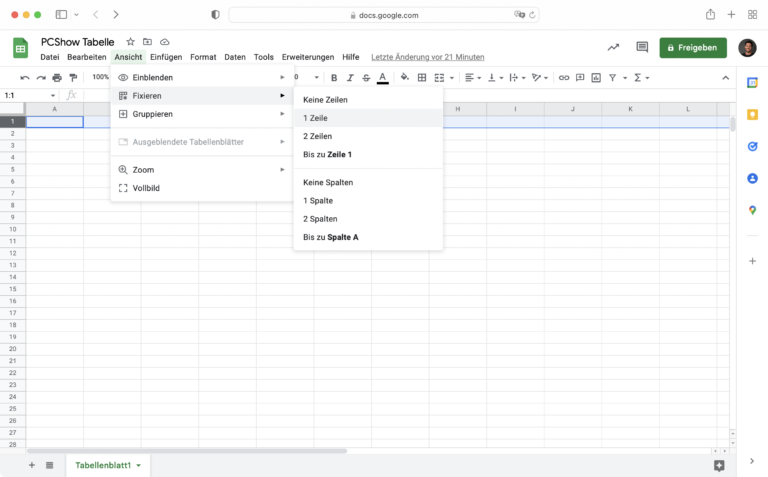 In Google Tabellen die erste Zeile fixieren - So geht's! - PCShow.de
